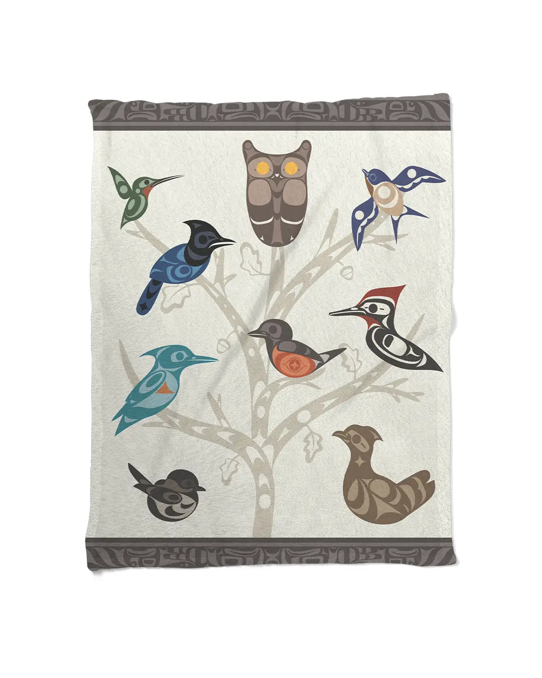 Bountiful Birds Fleece Blanket - Owl, Robin, Junco & Friends | 72" x 60"